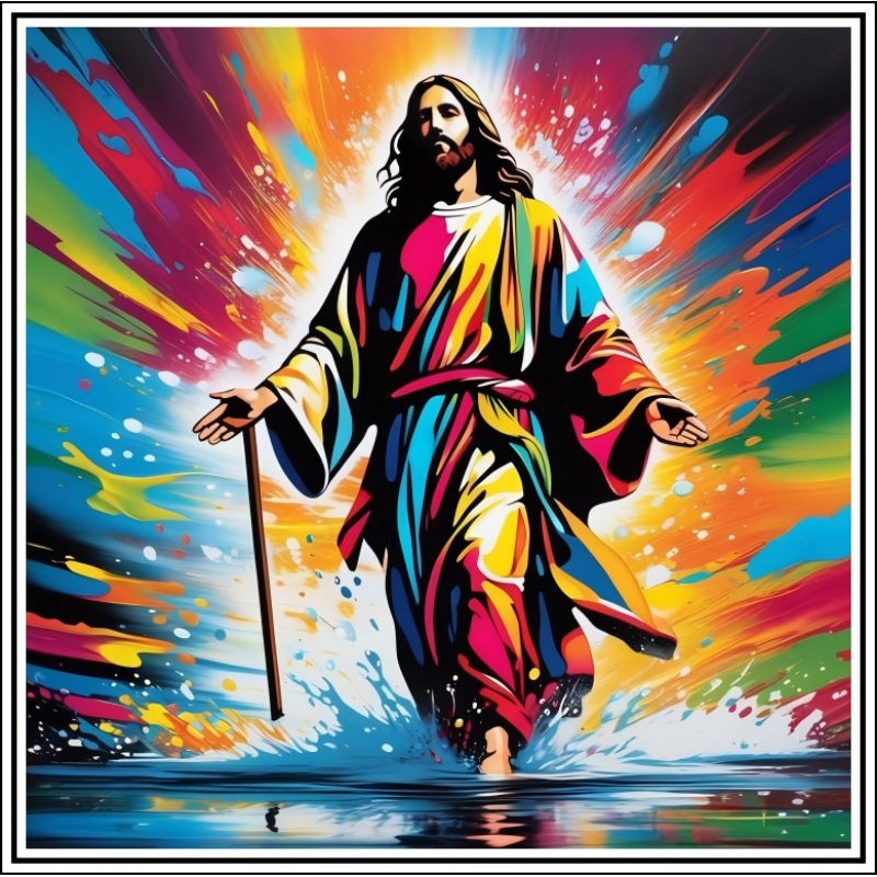 Jual Cetak poster hiasan dinding YESUS edisi Abstrak Full color ...