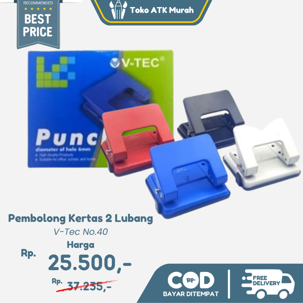 Jual Pembolong Kertas V-Tec Punch No. 40 Perforator 2 Lubang 6mm | Shopee Indonesia