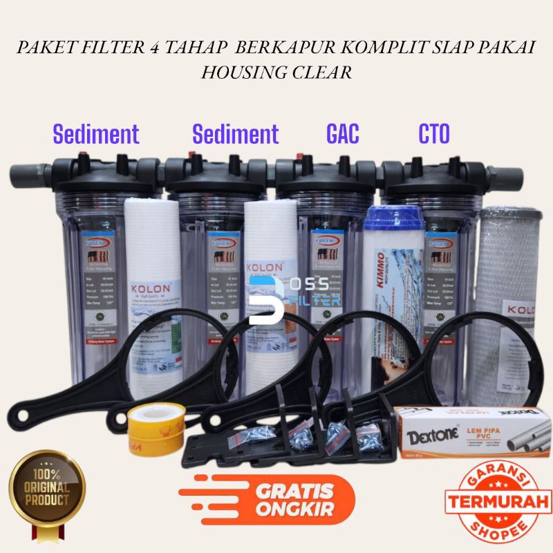 Jual PAKET FILTER AIR 4 TAHAP / FILTER AIR SUMUR/PDAM - HOUSING FILTER ...