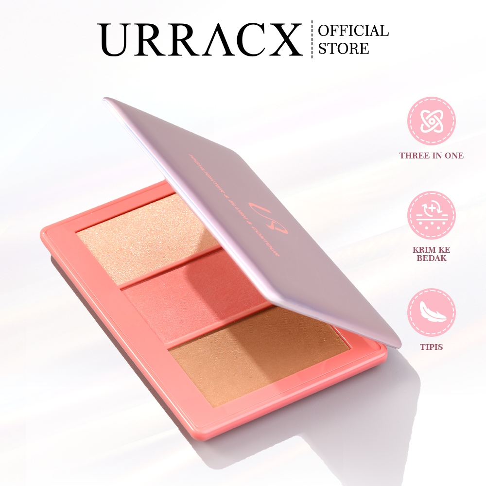 Jual URRACX 3 In 1 Face Palette 12G (Blush On & Highlighter & Contour) Super Smooth Cream Blush ...