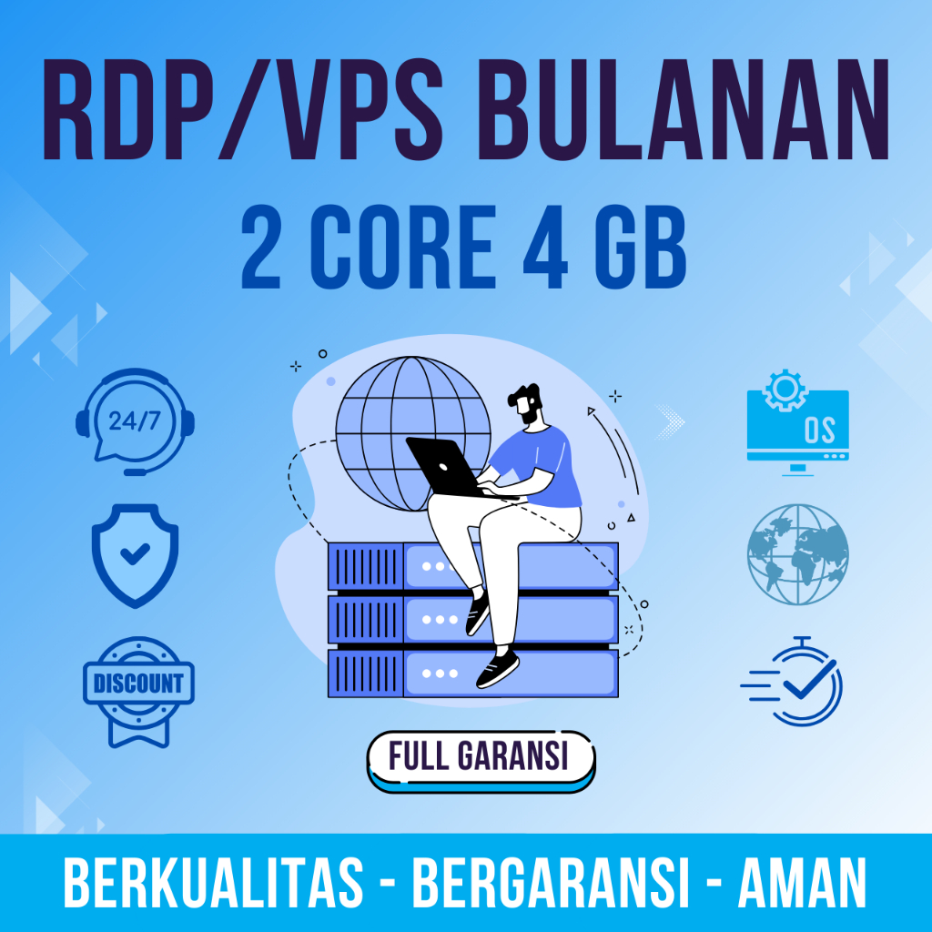Jual RDP / VPS 2 CORE 4 GB RAM FULL AKSES AKTIF BULANAN ANTI SUSPEND FULL GARANSI | Shopee Indonesia