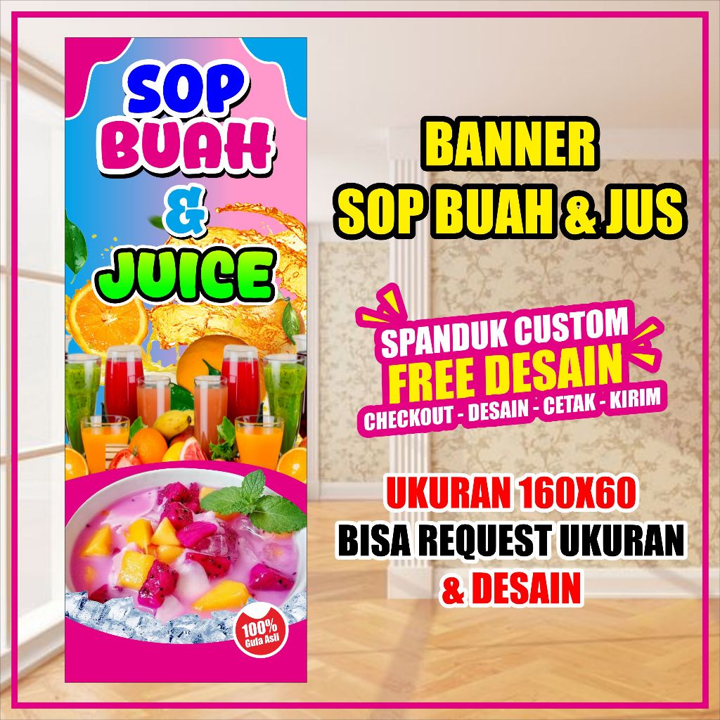 Jual Cetak Banner/Spanduk/Backdrop Minuman Sop Buah, Jus Buah Ukuran ...