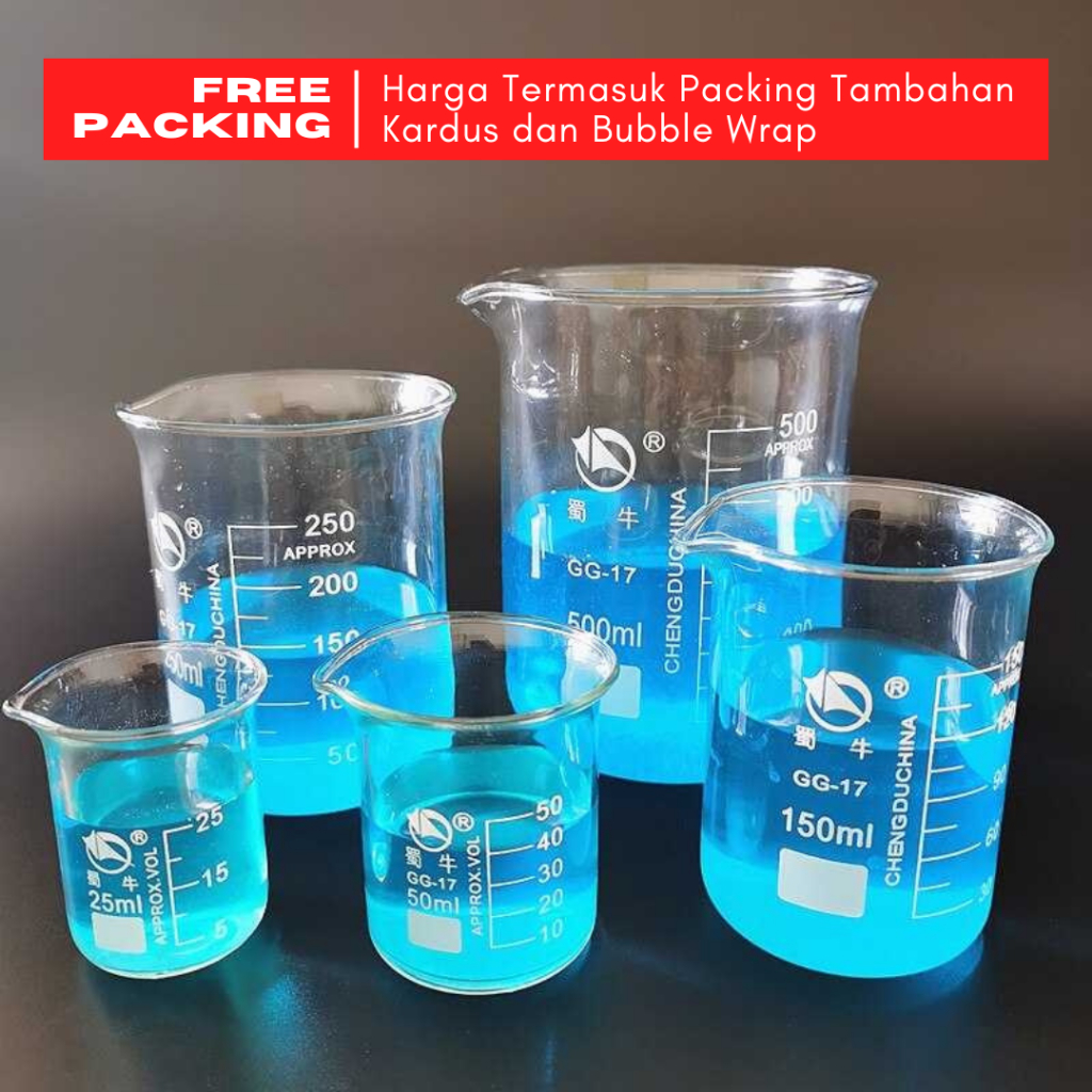 Jual Cangkir Gelas Pyrex Lab Takar Kaca / Gelas Ukur Kaca 50ml 100ml ...
