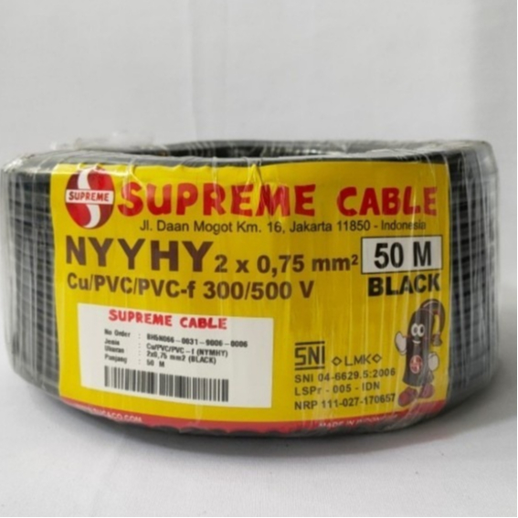 Jual KABEL SERABUT NYYHY 2X0.75 50M/100M SUPREME (HITAM) | Shopee Indonesia