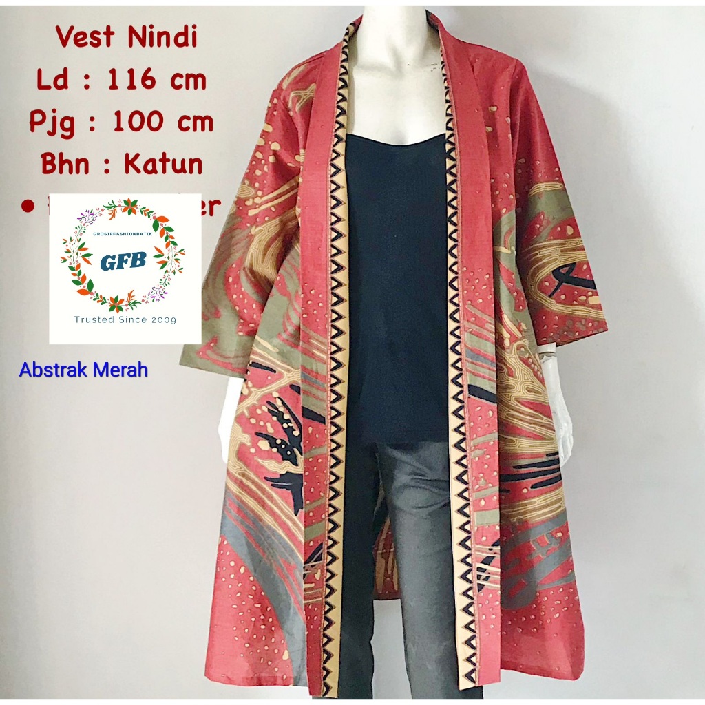 Jual Grosirfashion batik Vest Nindi batik wanita jumbo. Cardi batik ...