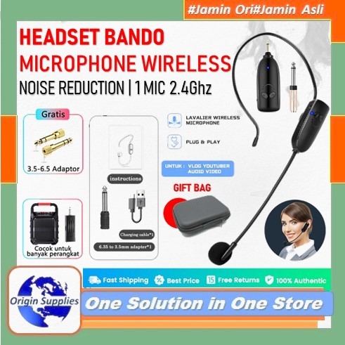 Jual TaffSTUDIO Mikrofon Mic Clip On Wireless UHF 2.4G Presentasi Tur Imam Masjid Musholla ...
