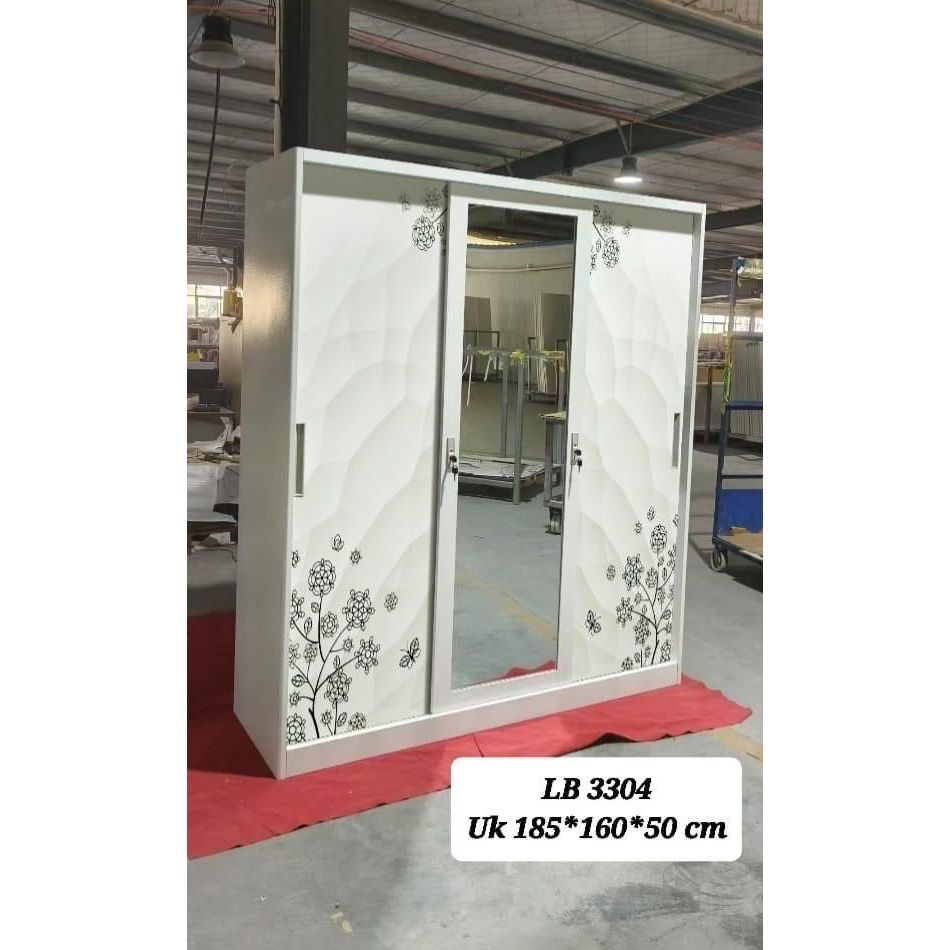 Jual Lemari Baju Besi Sliding LB-3304 - Lemari Baju 3 Pintu - Lemari Baju Besi - Lemari sliding ...