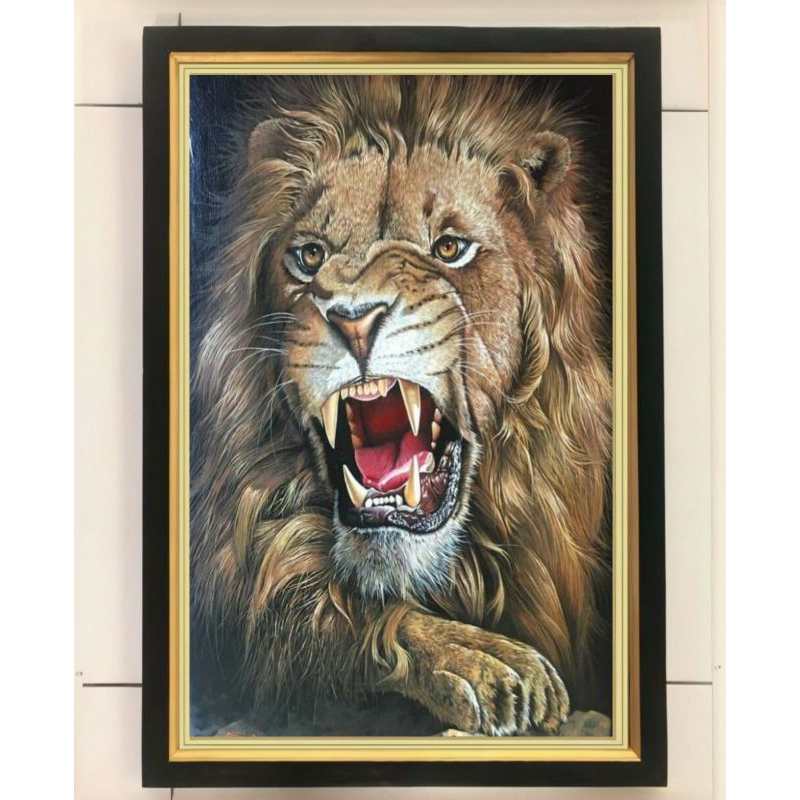 Jual hiasan dinding lukisan cetak singa raja hutan plus Bingkai ukuran ...