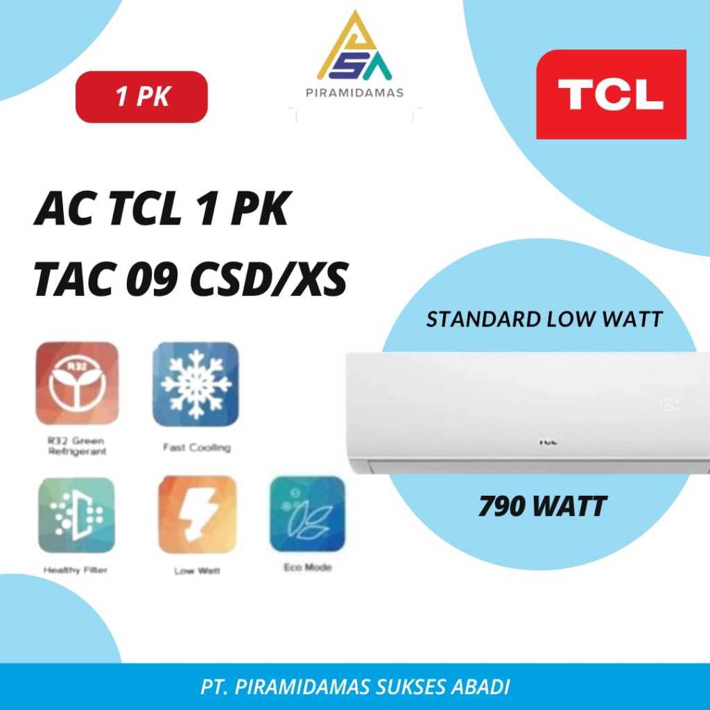 Jual AC TCL 1 PK TAC-09CSD/XS Standar Low Watt | Shopee Indonesia