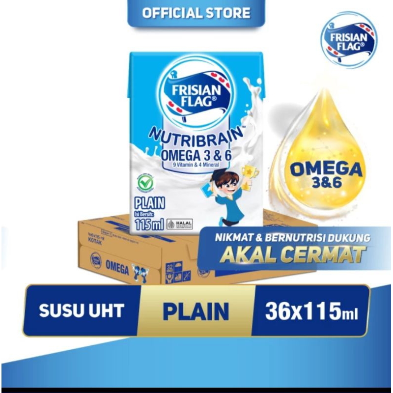 Jual Frisian Flag Omega Susu UHT Plain 115ml (36pcs) | Shopee Indonesia