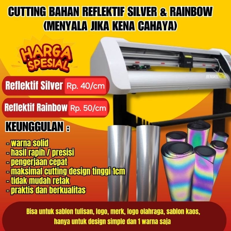Jual Sablon Custom Sablon Polyflex Bahan Reflektif Silver Reflektif ...