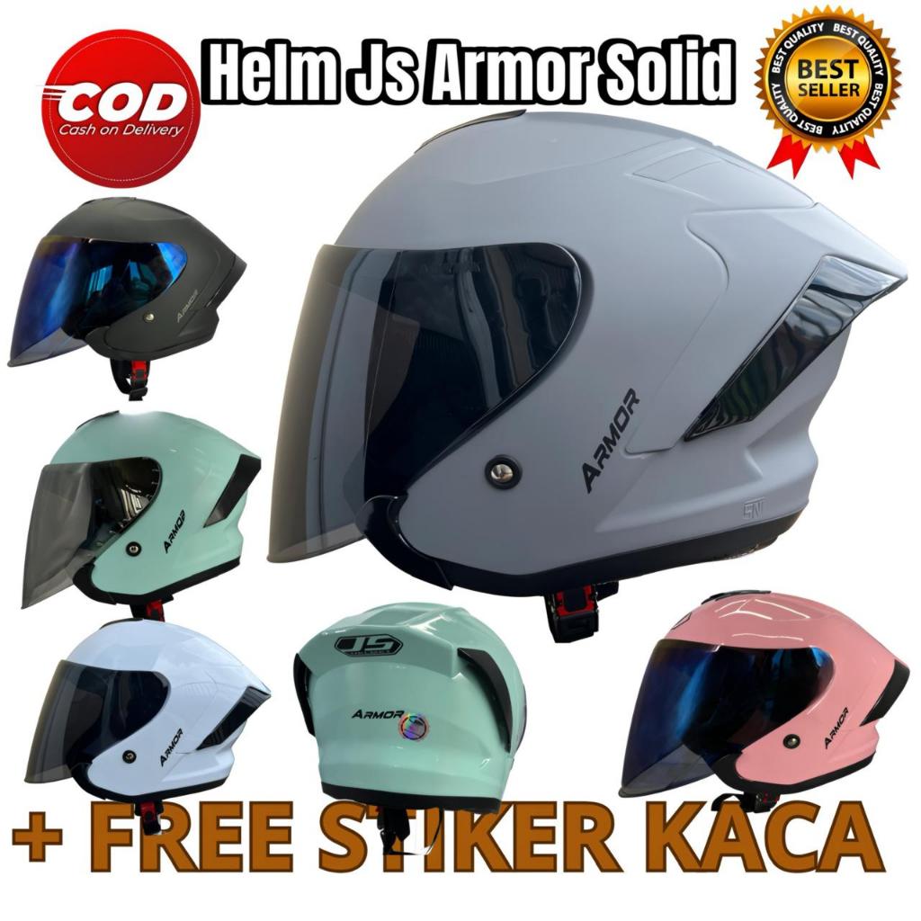 Jual Helm JS ARMOR Solid Premium Half Face Original SNI/Helm Pria/Helm ...