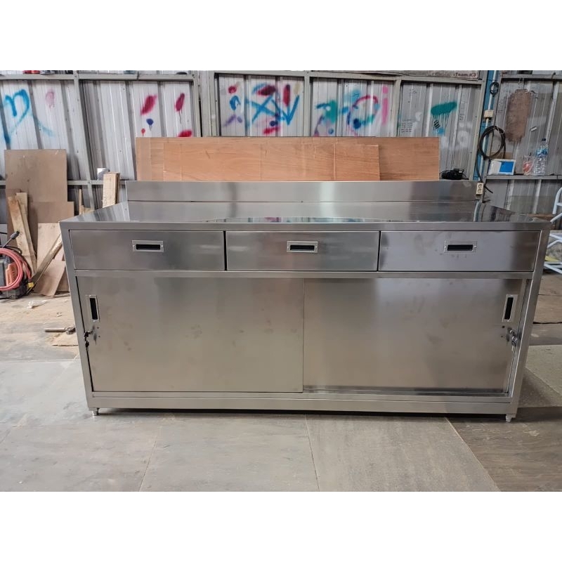 Jual meja cabinet stainless 204 laci 2 pintu sleding UK 120x60x100/meja ...