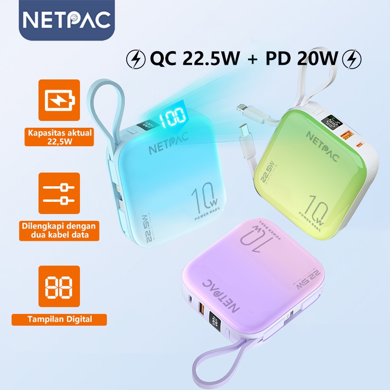 Jual NETPAC Powerbank 10000mAh Fast Charging 22.5W Real Capacity Mini ...