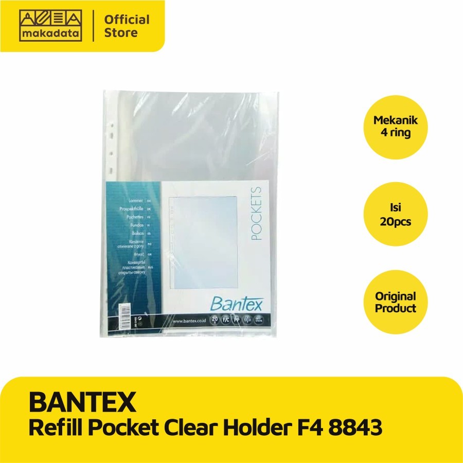 Jual REFILL POCKET CLEAR HOLDER BANTEX F4 8843 PLASTIK BENING (ISI ...