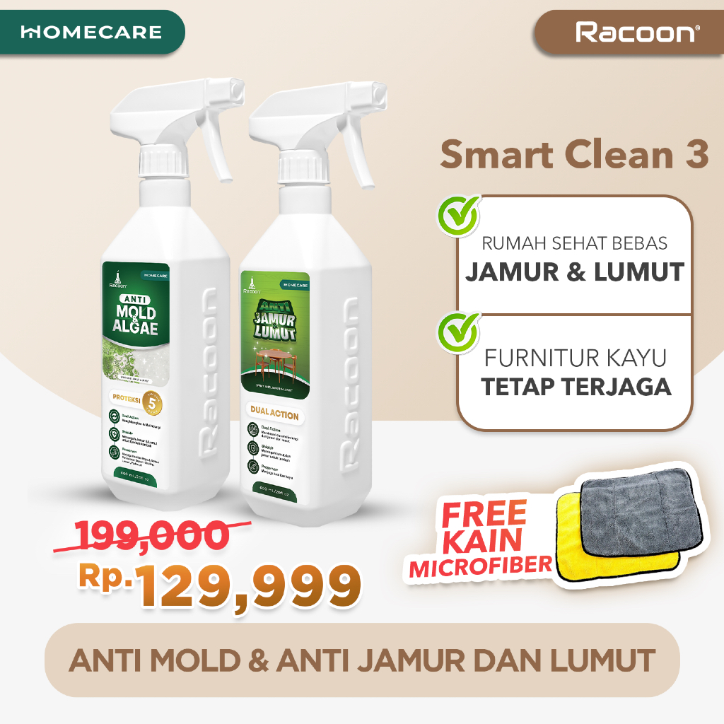 Jual RACOON Smart Clean 3 Bundle | Spray Anti Mold 600ML + Spray Anti ...