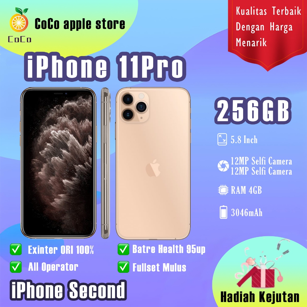 Jual iPhone 11Pro 256GB Second Original100% INTER 5.8" OLED-Ori Fullset Mulus Normal Like New ...