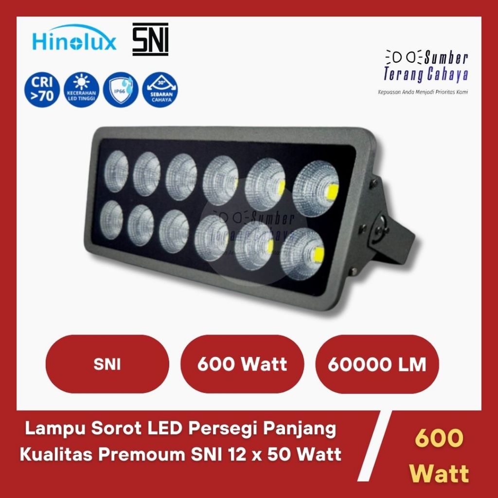 Jual Lampu Sorot LED Persegi Panjang Kualitas Premoum SNI 12 x 50 Watt ...