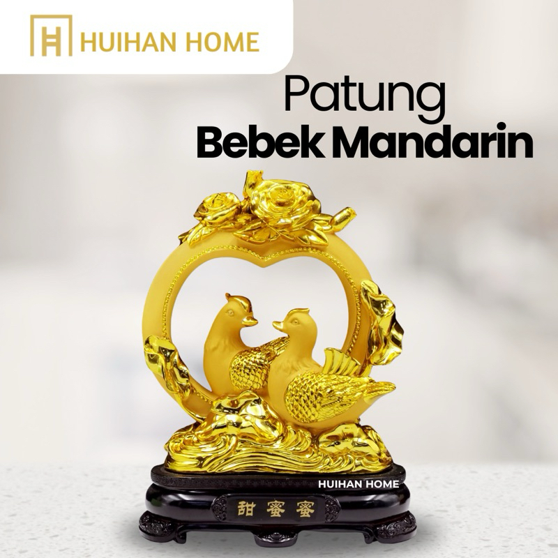 Jual HUIHAN HOME - Patung Sepasang Bebek Mandarin Emas – Simbol Cinta ...