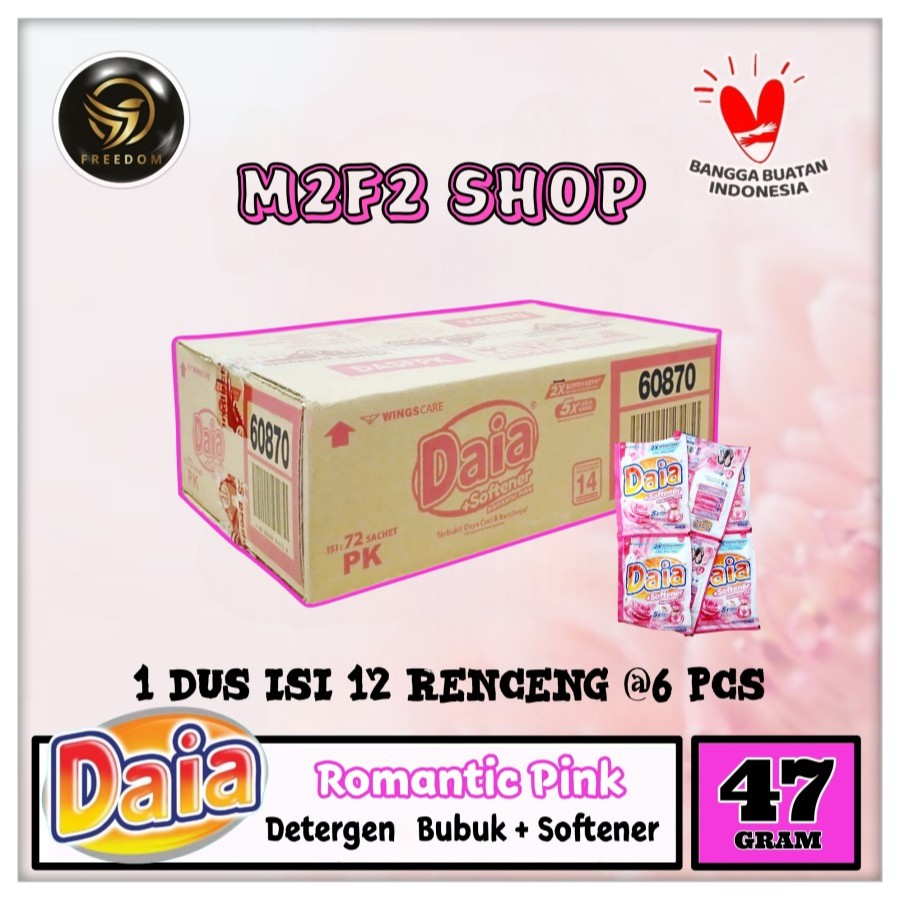 Jual Daia Softener Romantic Pink Detergent Bubuk Sabun Cuci Baju Sachet - 47 gr (Kemasan Karton ...