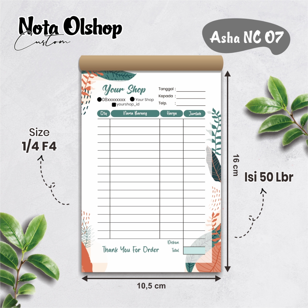 Jual NOTA OLSHOP CUSTOM 1 PLY – BISA PAKAI NAMA TOKO SENDIRI – CETAK ...