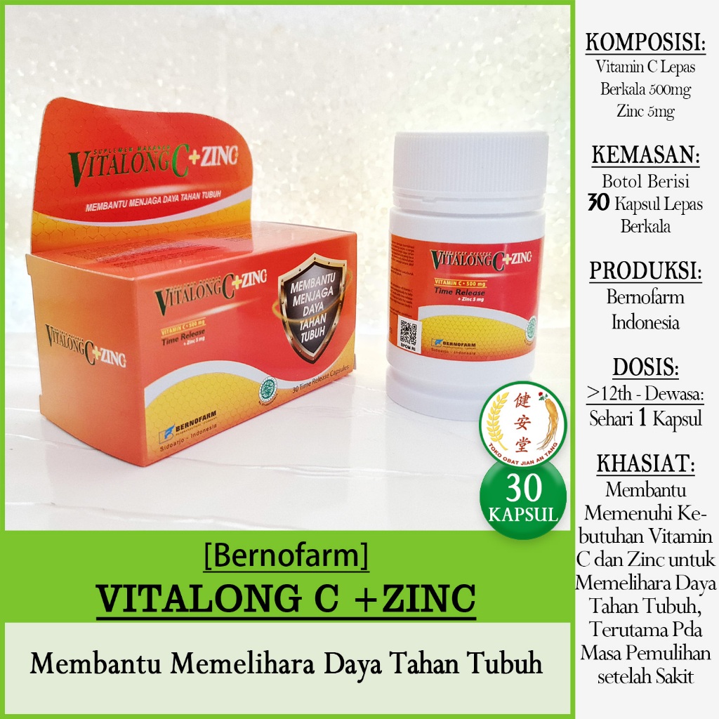 Jual [Bernofarm] VITALONG C-500 / VITALONG C + ZINC [维生素 C500] isi 30 ...