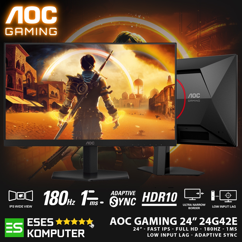 Jual Monitor AOC 24G42E 24" FAST IPS 180Hz 1ms FHD HDR10 LOW INPUT LAG ...