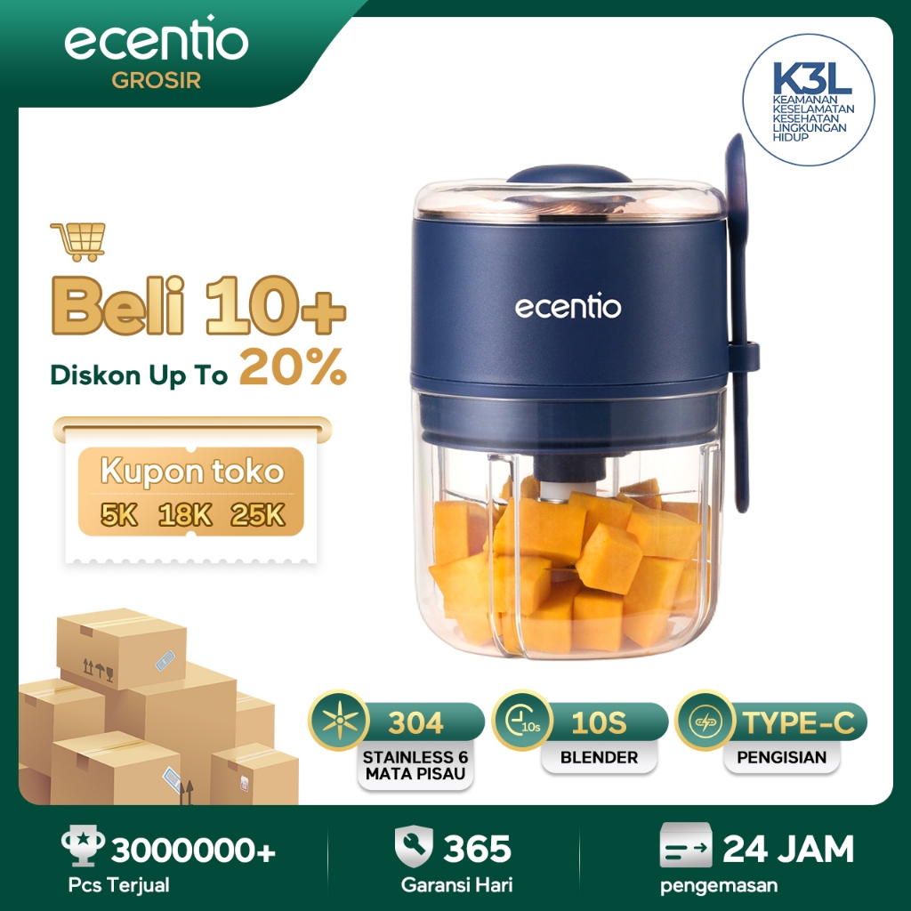 Jual [grosir] ecentio Chopper Blender Portable 6 bilah pisau chopper ...