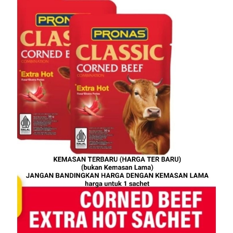 Jual Pronas Kornet Beef Sapi Pedas Kemasan Sachet 50 g | Shopee Indonesia
