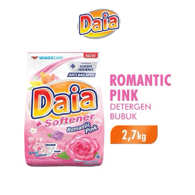 Jual Daia Detergen Bubuk Romantic Pink Softener 2,7 Kg | Shopee Indonesia