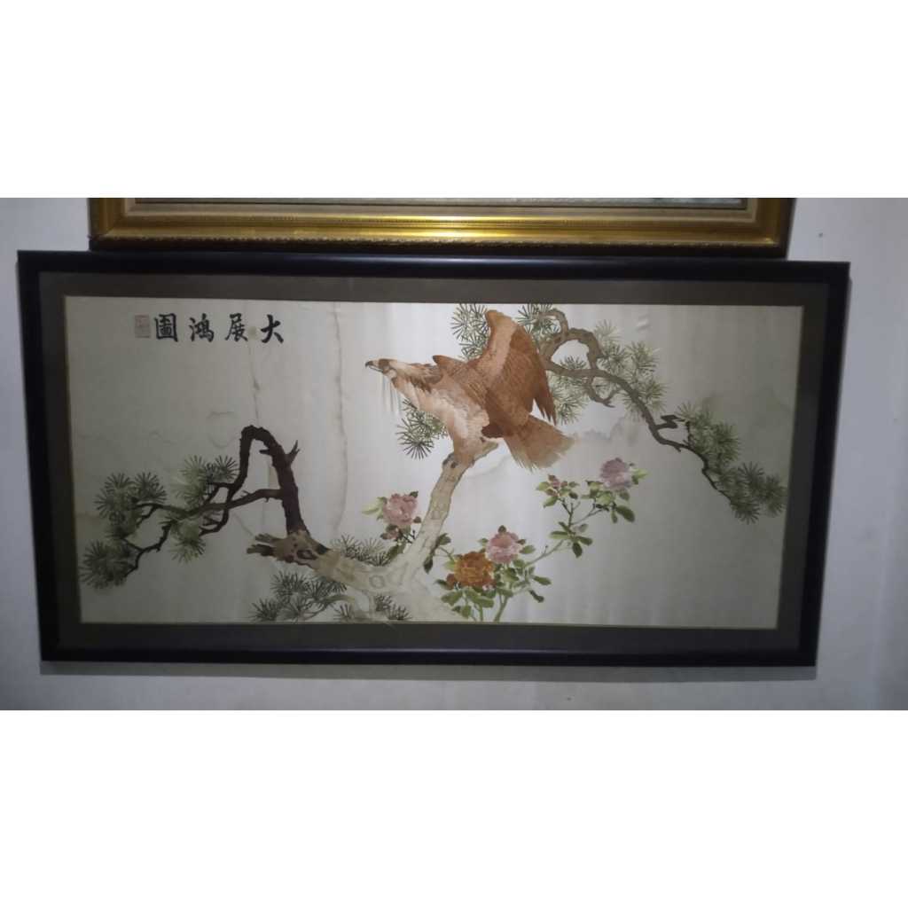 Jual Lukisan Bordir Elang Bingkai Kaca Kuno Jadul Antik | Shopee Indonesia