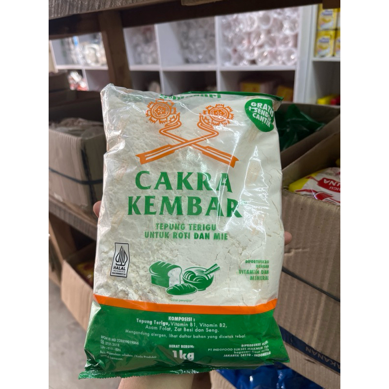 Jual Tepung Cakra Kembar Transparan 1 KG ( Protein Tinggi ) | Shopee ...