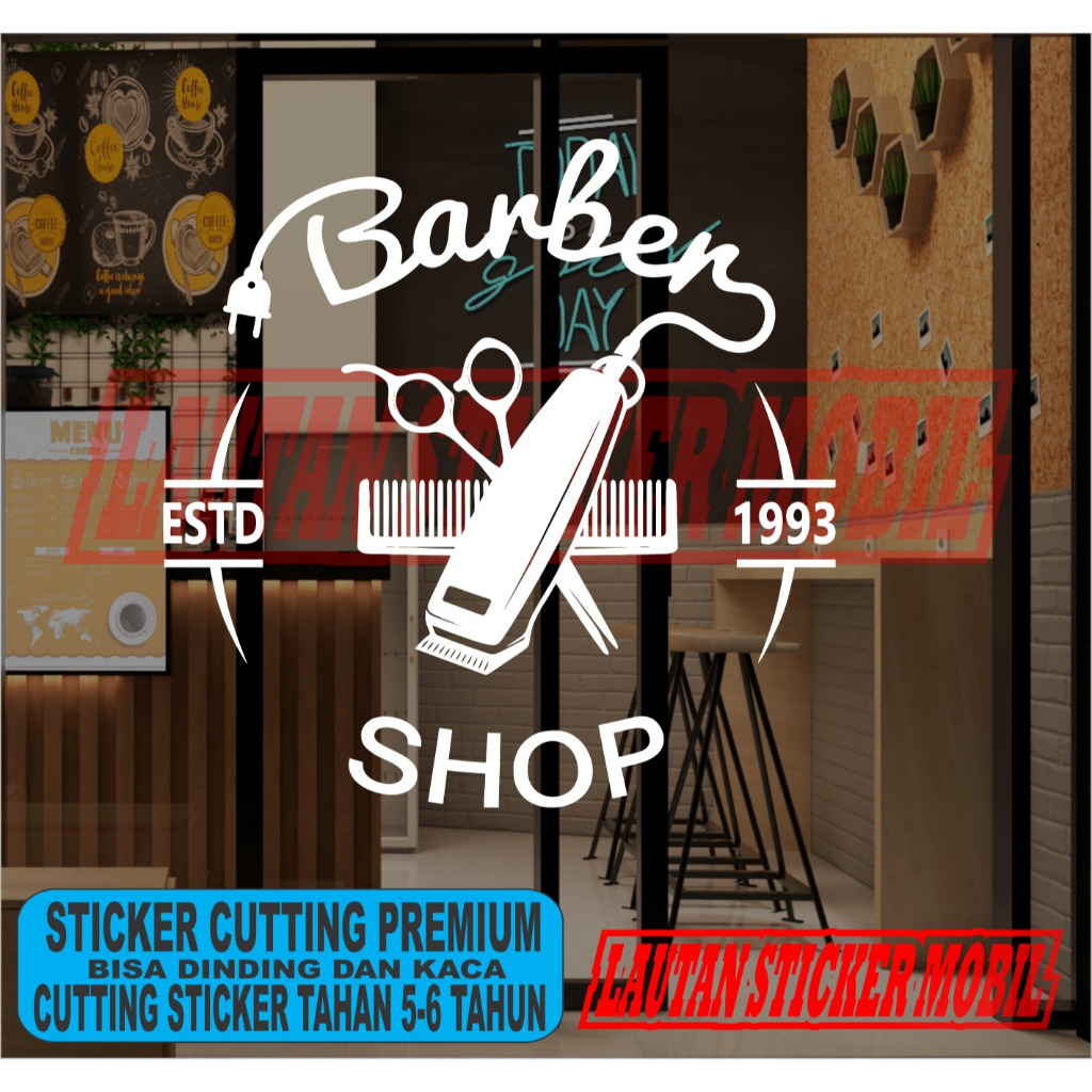 Jual stiker kaca buat berber shop dan dinding cutting stiker barber ...