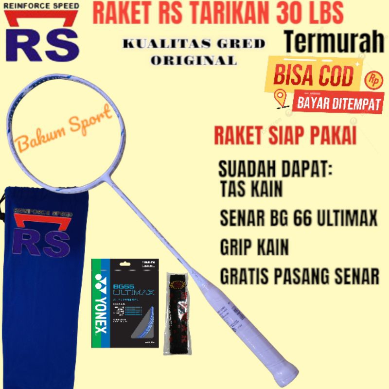 Jual Raket badminton RS tarikan 30 lbs cocok buat dewasa Bisa (COD ...