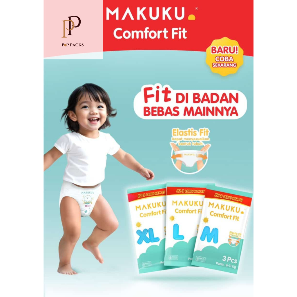 Jual MAKUKU COMFORT FIT PANTS POPOK CELANA M L XL 1 RENCENG 4 SACHET ...
