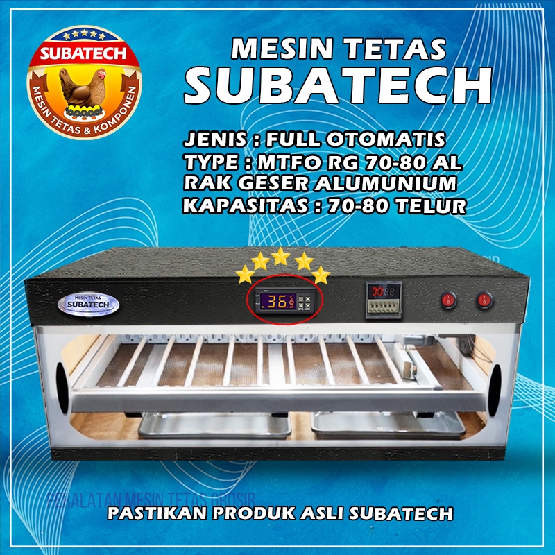 Jual SUBATECH Mesin Tetas Telur Full Otomatis Rak Geser Kap 70 80 ...