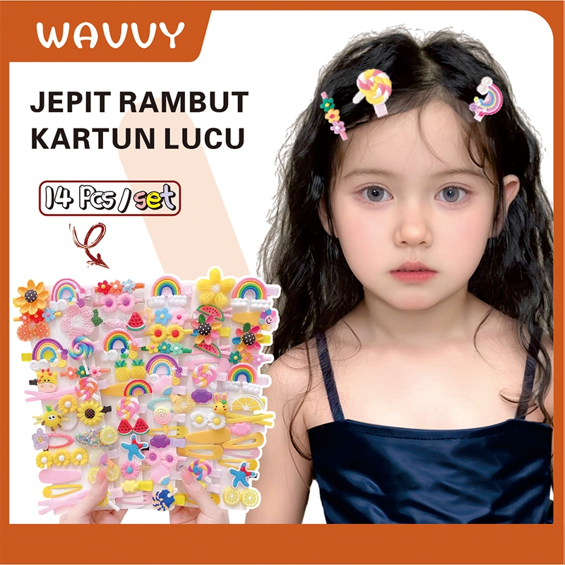 Jual Wavvy Jepit Rambut Kartun Lucu Set 14 Pcs/Set Klip Rambut Gadis ...