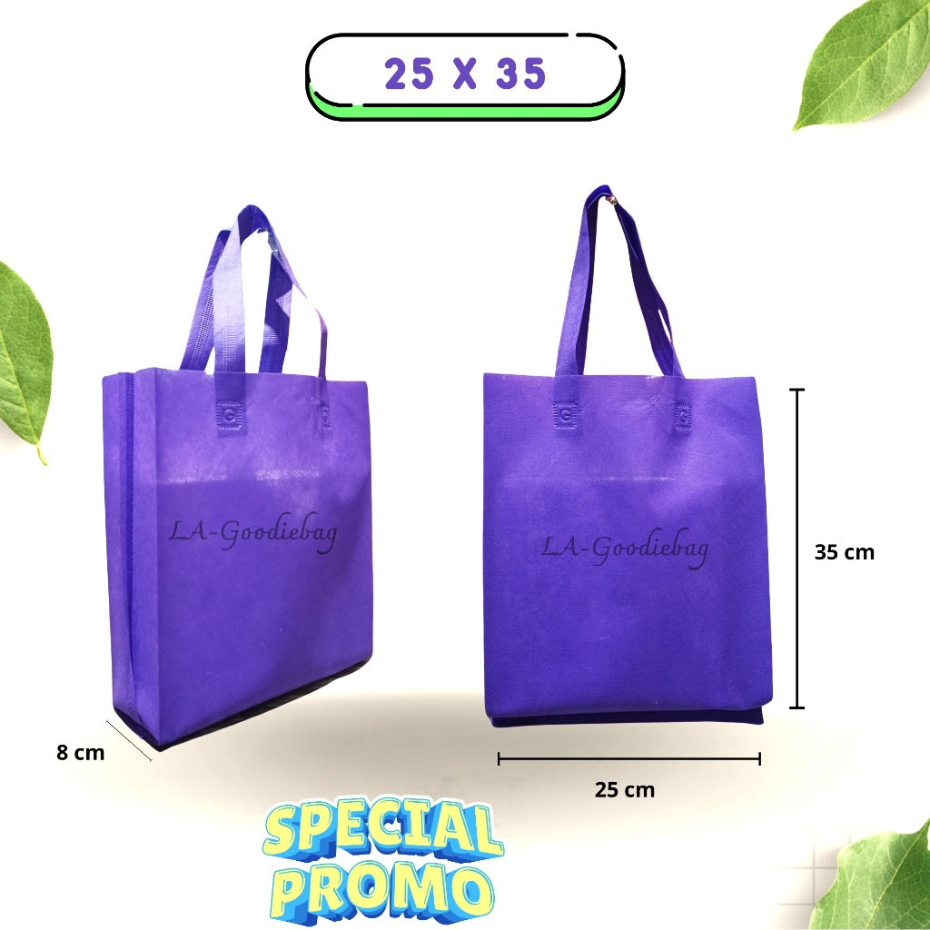 Jual (isi 12 PCS) Tas Spunbond Goodie Bag Handle uk 25x35x8 kain 65 gsm / Tas Belanja Harga per ...