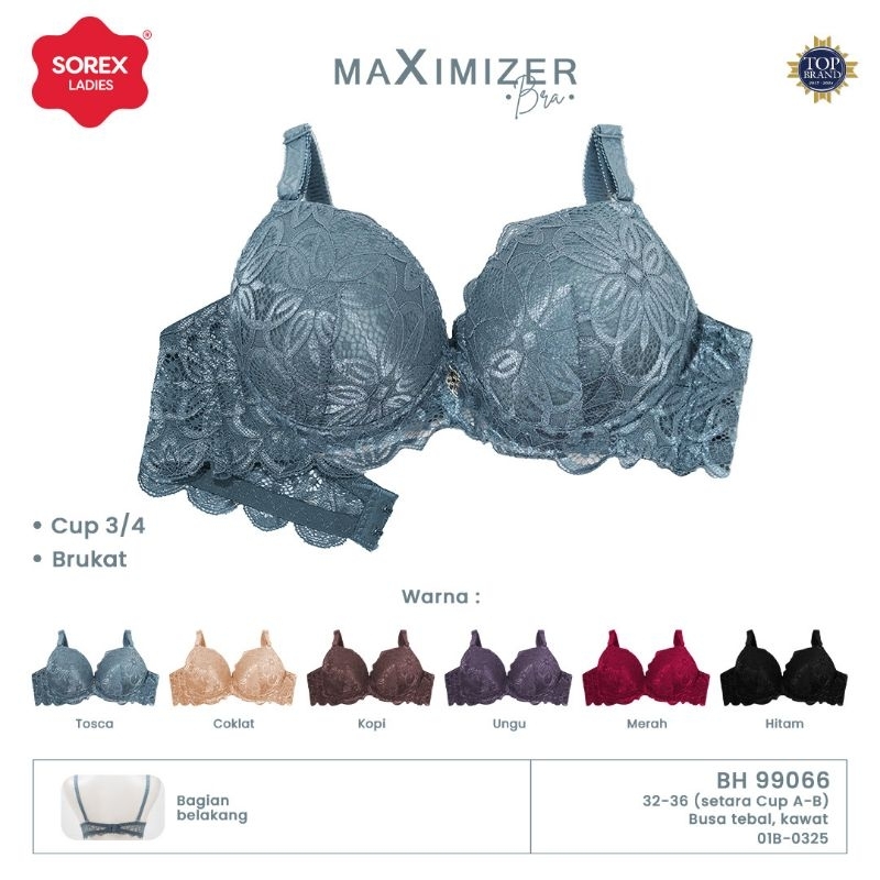 Jual Sorex BH 99066 (maximizer bra) berkawat cup A 3/4 coverage renda ...