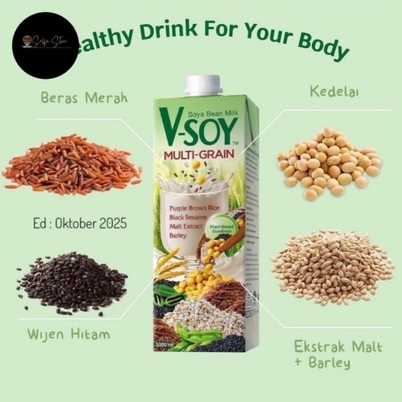 Jual V-Soy V Soy Multi Grain Vsoy Multigrain Susu Kedelai 1Liter 1000ML ...