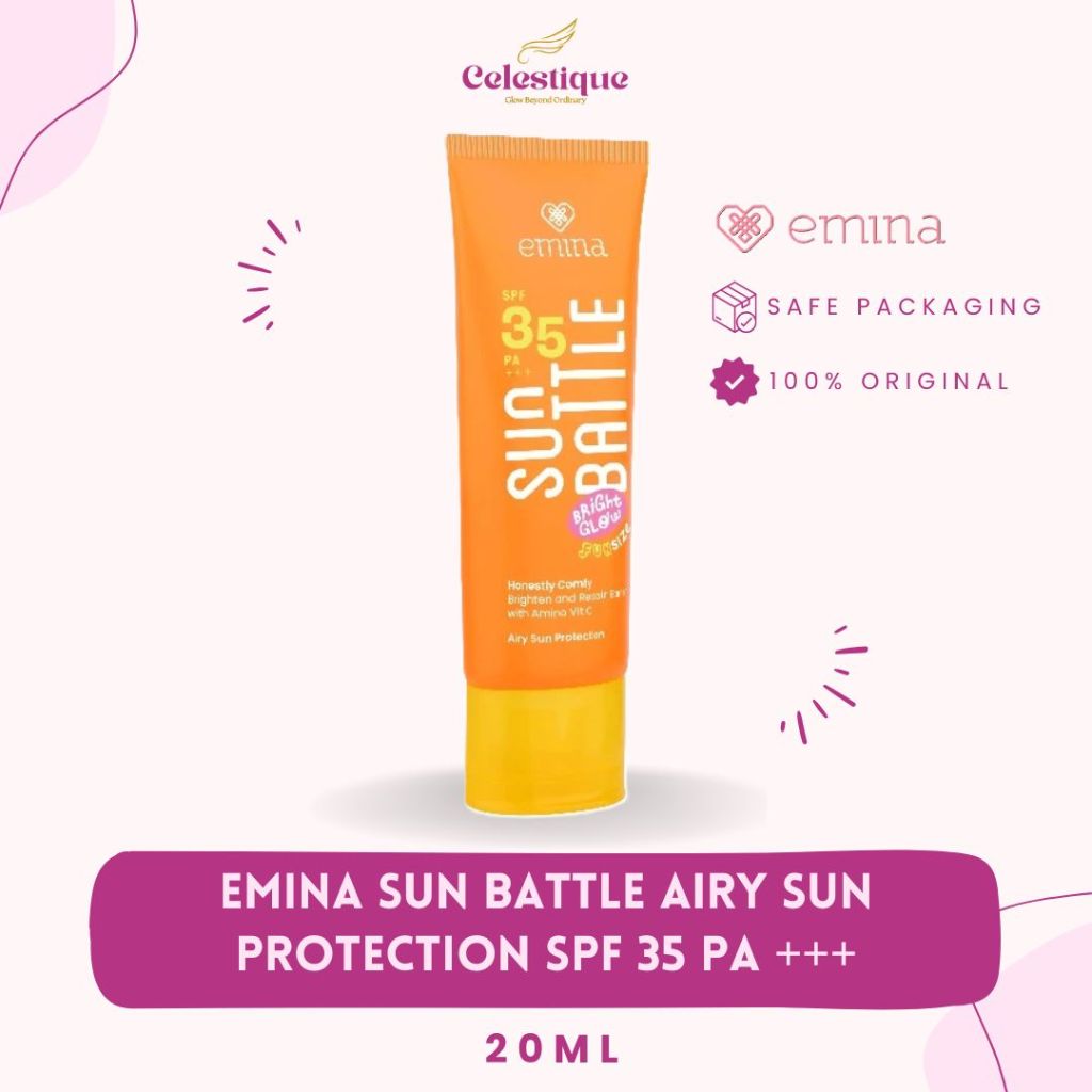 Jual Emina Sun Battle Airy Sun Protection SPF 35 PA +++ 20ml | Untuk Kulit Berminyak dan ...