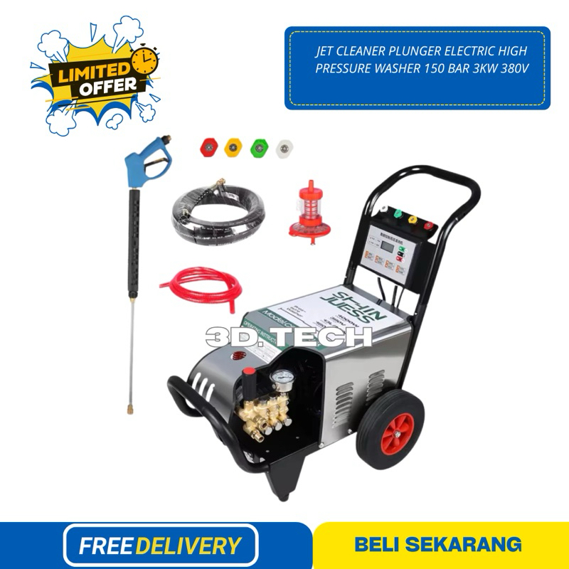 Jual JET CLEANER PLUNGER ELECTRIC HIGH PRESSURE WASHER 150 BAR 3KW 380V ...