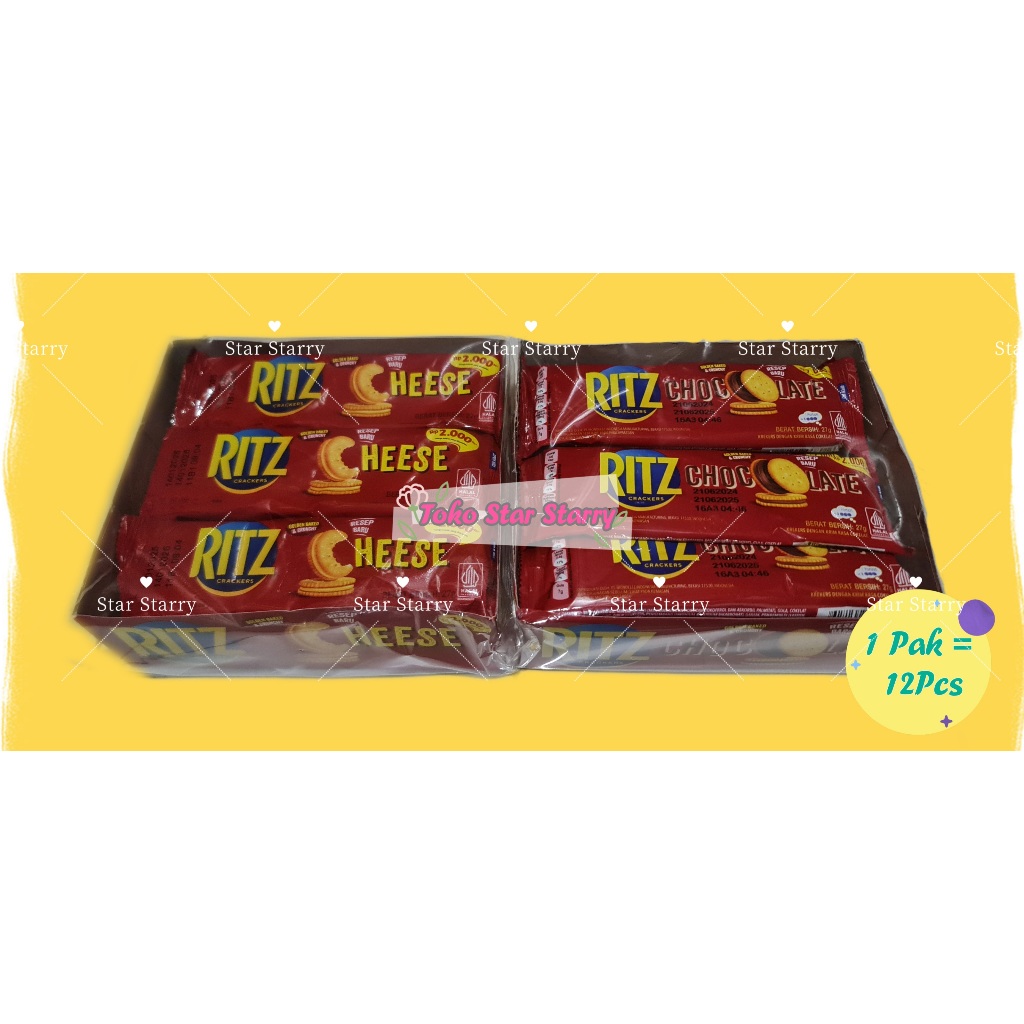 Jual [Per Pack] Ritz 3Keping Biskuit Keju Biskuat Chocolate 12Pcs 27g ...