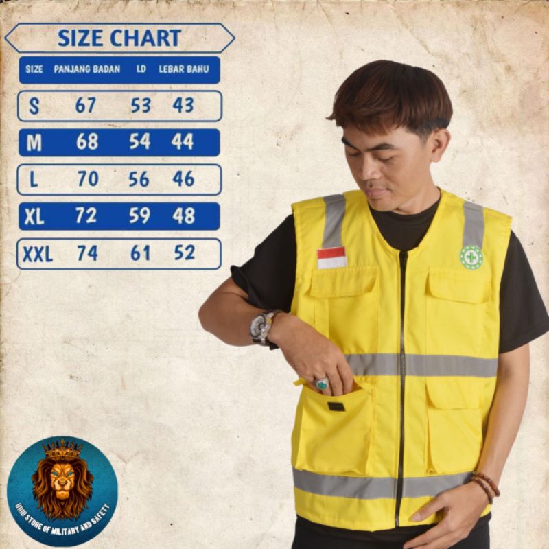 Jual rompi vest safety first/rompi k3/rompi lapangan/rompi proyek ...