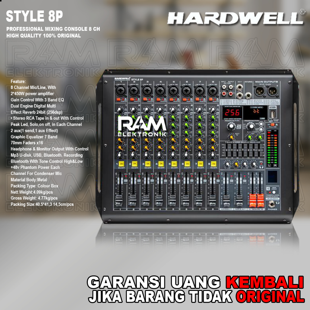 Jual Power Mixer 8 Channel HARDWELL STYLE 8P | STYLE 8 P Original 2x450 ...