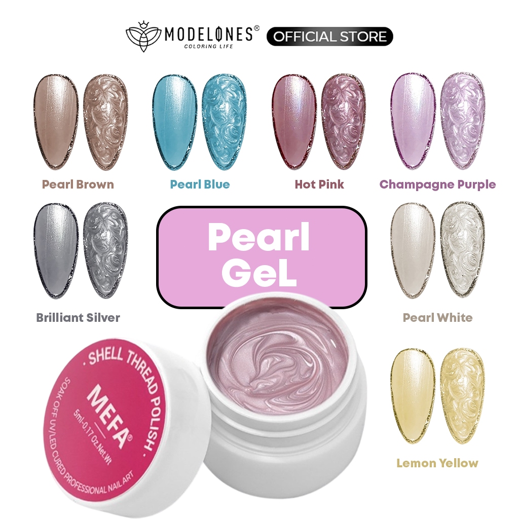 Jual MODELONES 3D Pearl Shimmer Shell Thread Gel Nail Polish ,5ml ...