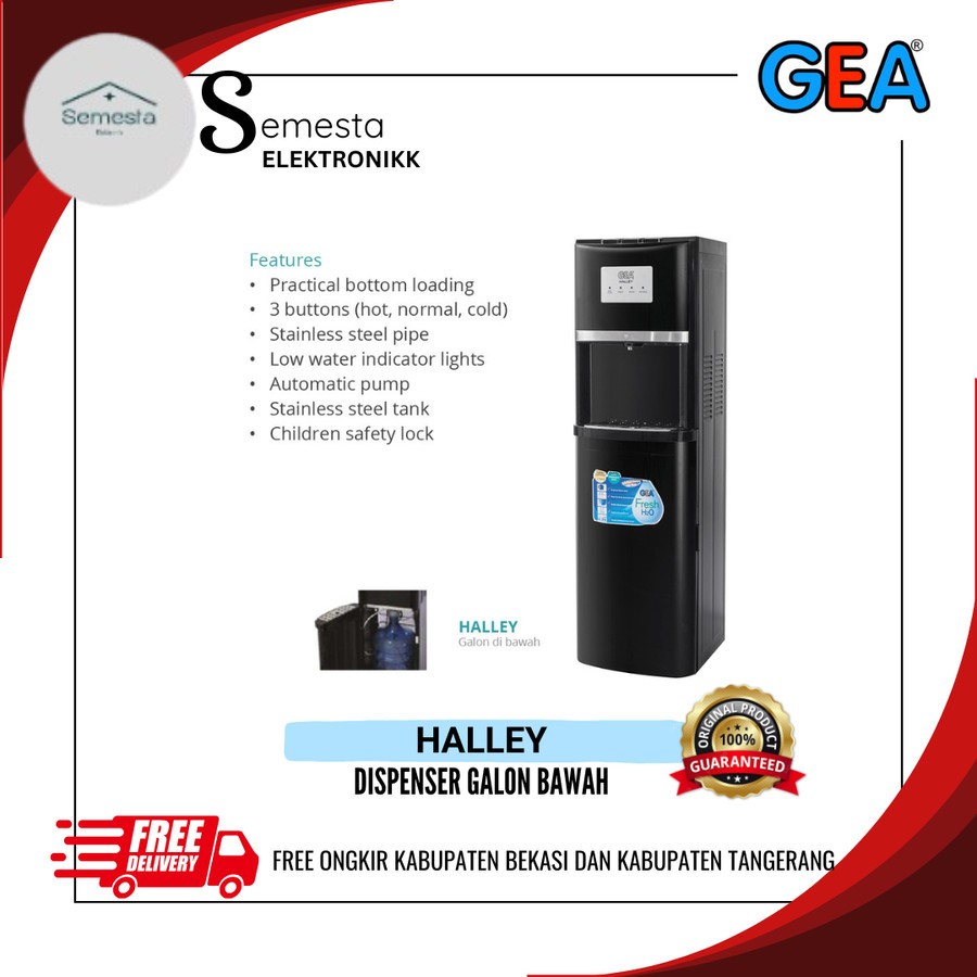 Jual Water Dispenser GEA HALLEY Dispenser Galon Bawah RSA/GEA/GETRA ...