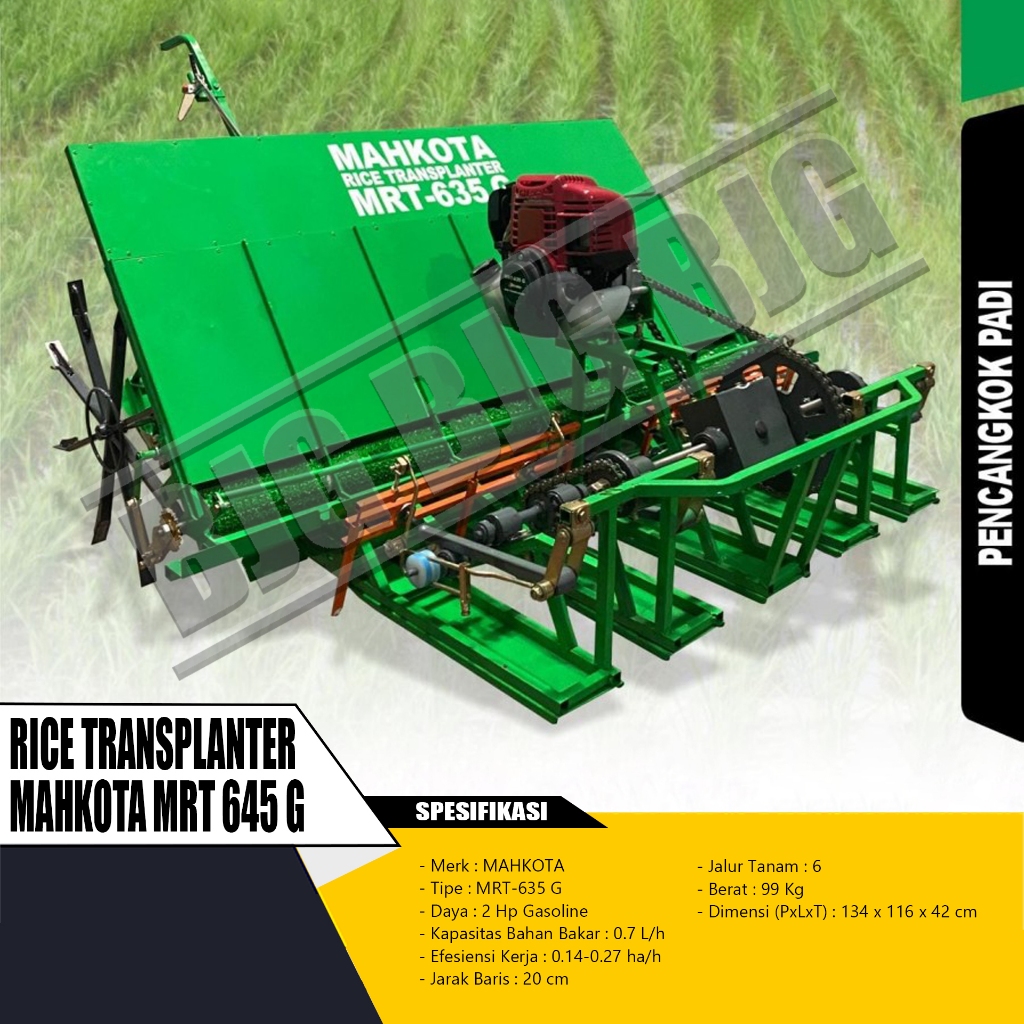 Jual MESIN TANAM PADI / RICE TRANSPLANTER MAHKOTA MRT 635 G JALUR TANAM ...