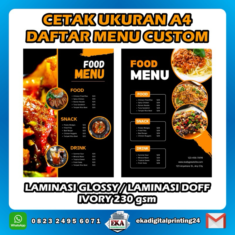 Jual CETAK DAFTAR MENU CUSTOM - UKURAN A4 | Shopee Indonesia
