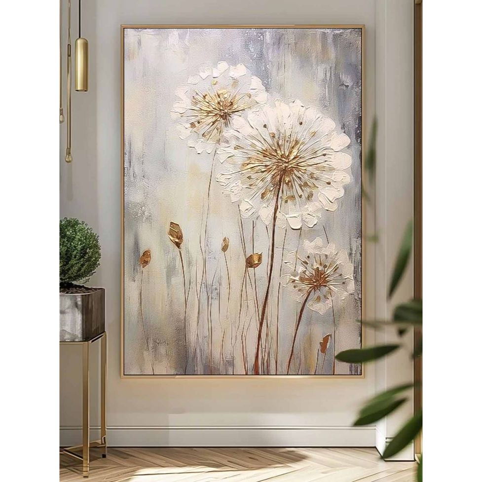 Jual lukisan bunga dandelion potrait teksture tebal hiasan dinding ...